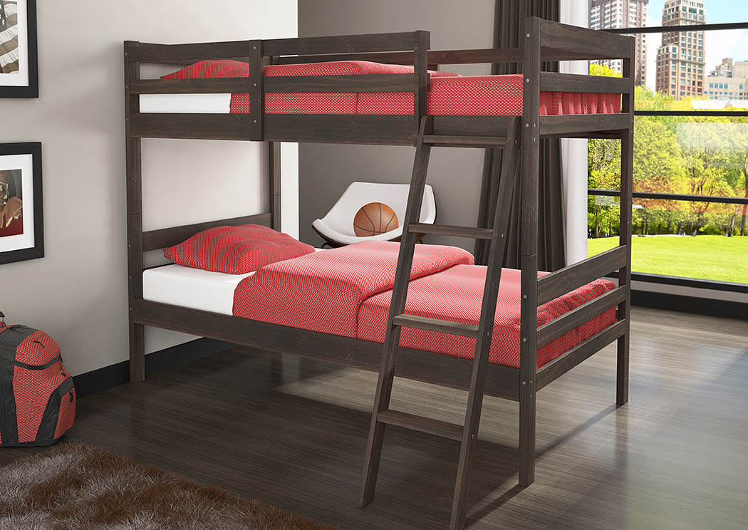 Econo Bunk Rustic Walnut Twin Twin Bunk Bed w Ladder Zara Furniture